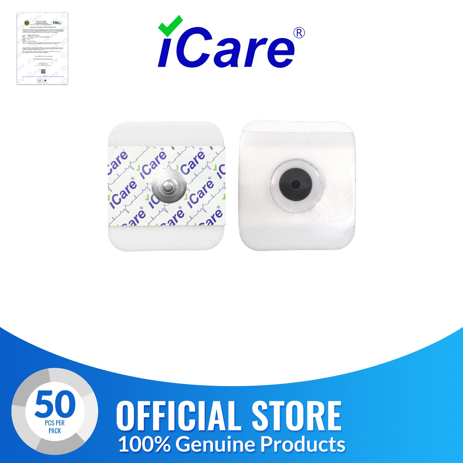 iCare® ECG Electrode Pads 50pcs per Pack – iCare Philippines