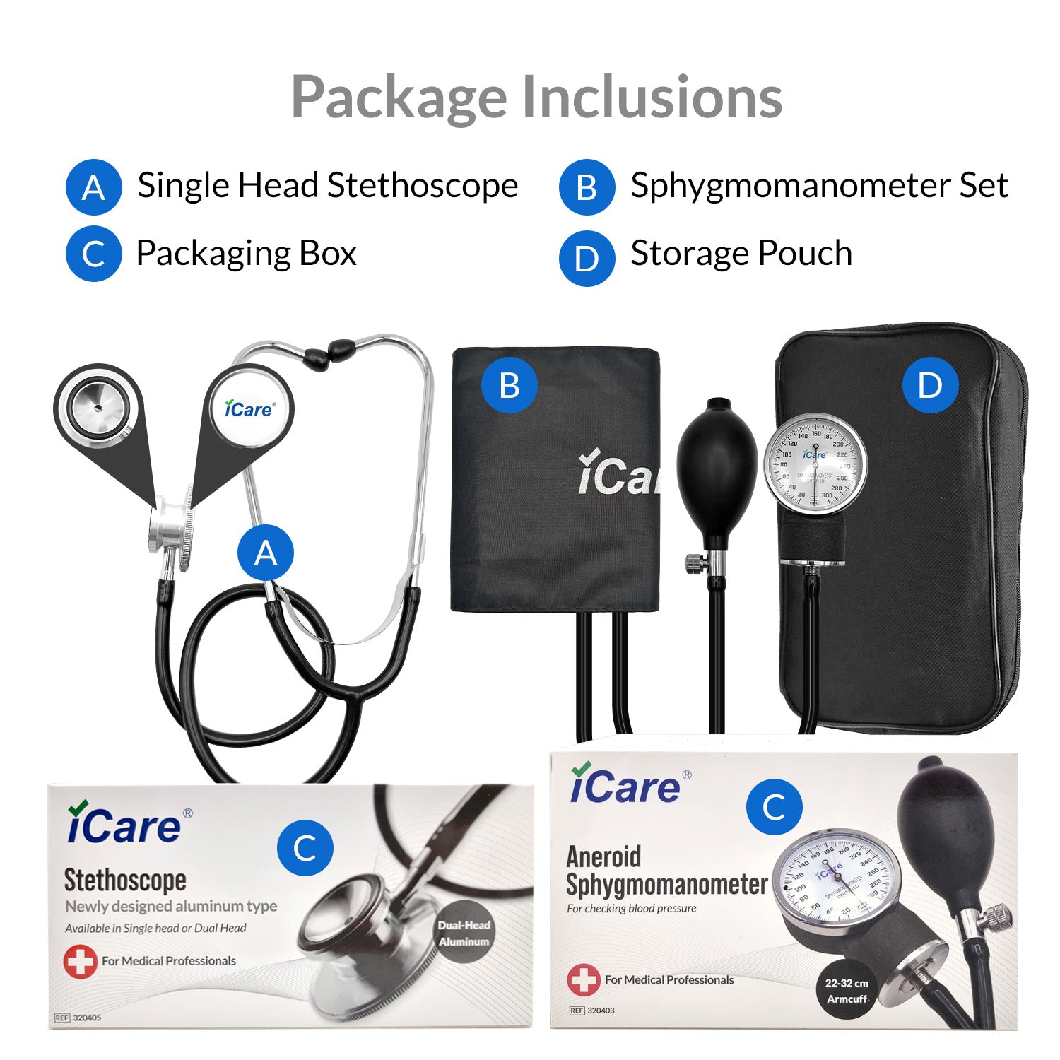 iCare Aneroid Sphygmomanometer with Stethoscope for Blood Pressure Mon ...