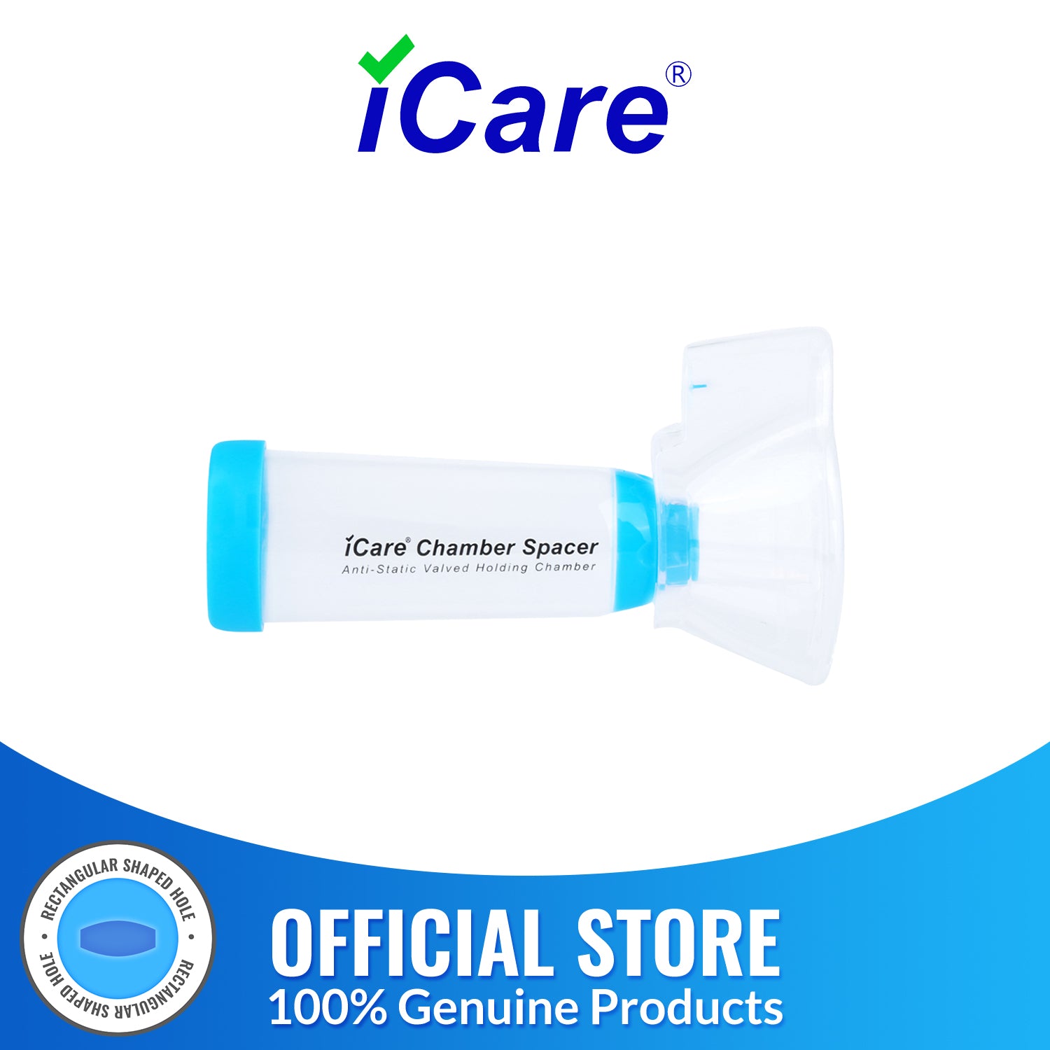 iCare® S1 Chamber Spacer (NO INHALER INCLUDED) for Adults with Large M ...